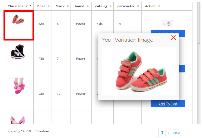 WooCommerce Product Variation Table - Tabular Format, Grid View of Variation, Table ...